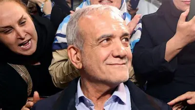 Massoud Pezeshkian meets with women during campaigning for the Iranian presidency in 2024