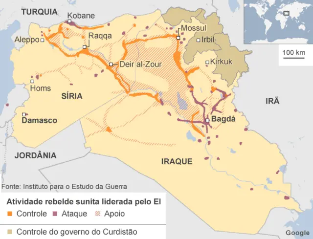 Mapas explicam batalha do 'EI' pela Síria e pelo Iraque - BBC News Brasil