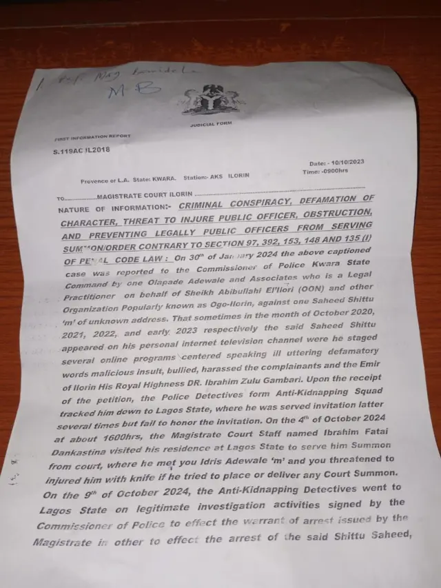 Ọwọ́ kò tíì tẹ Alfa Saheed Shittu, ní ilé ẹjọ́ bá ju ọmọṣẹ rẹ̀ kan sí ...
