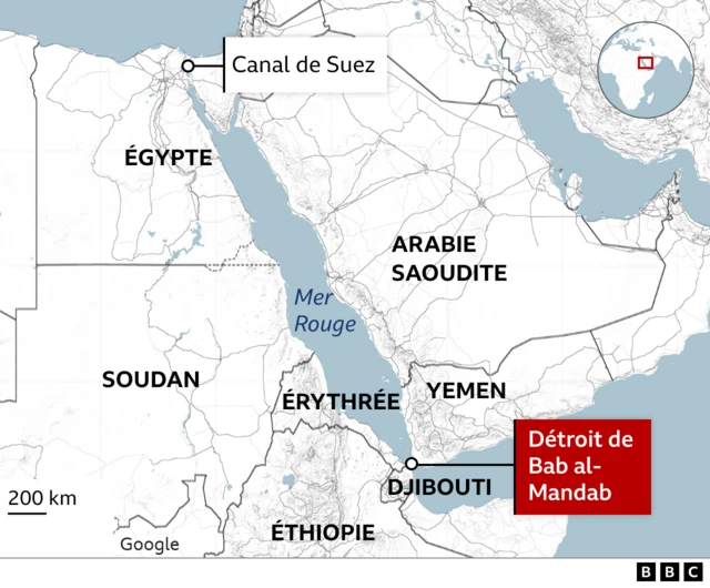 Houthis : quelle est l'importance stratégique du détroit de Mandeb, zone touchée par les ...