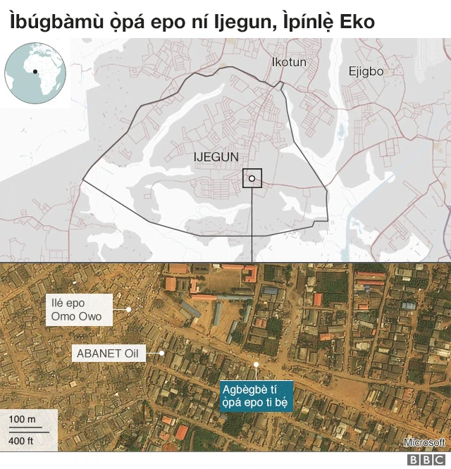 Ijegun pipeline fire: Ẹ̀mi méjì, ọkọ̀ tó lé ni 30 ṣòfò níbi ọ̀pá epo tó ...