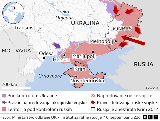 Rusija i Ukrajina: Ukrajinska kontraofanziva u mapama - BBC News na srpskom