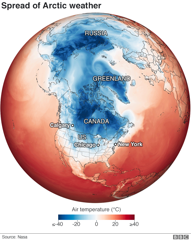 Cuaca kutub landa AS, suhu mencapai minus 54 derajat Celsius - BBC News ...