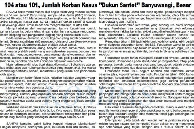 Pembantaian 'dukun santet' 1998-1999 di Banyuwangi: 'Ada tanda silang, lampu tiba-tiba mati, dan ...