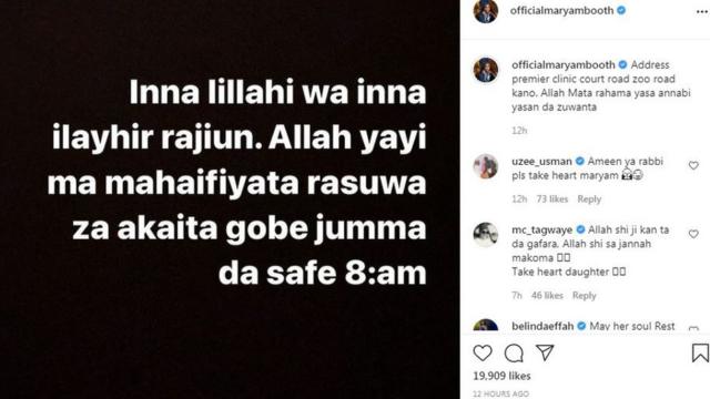 Zainab Booth Kannywood: Maryam Booth confirm death of Hajiya Zainab ...