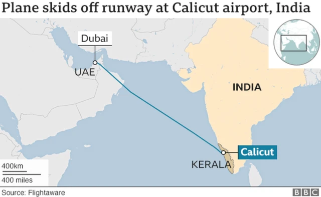 インド南部で航空機事故、機体が2つに折れ大破 少なくとも17人死亡 - BBCニュース