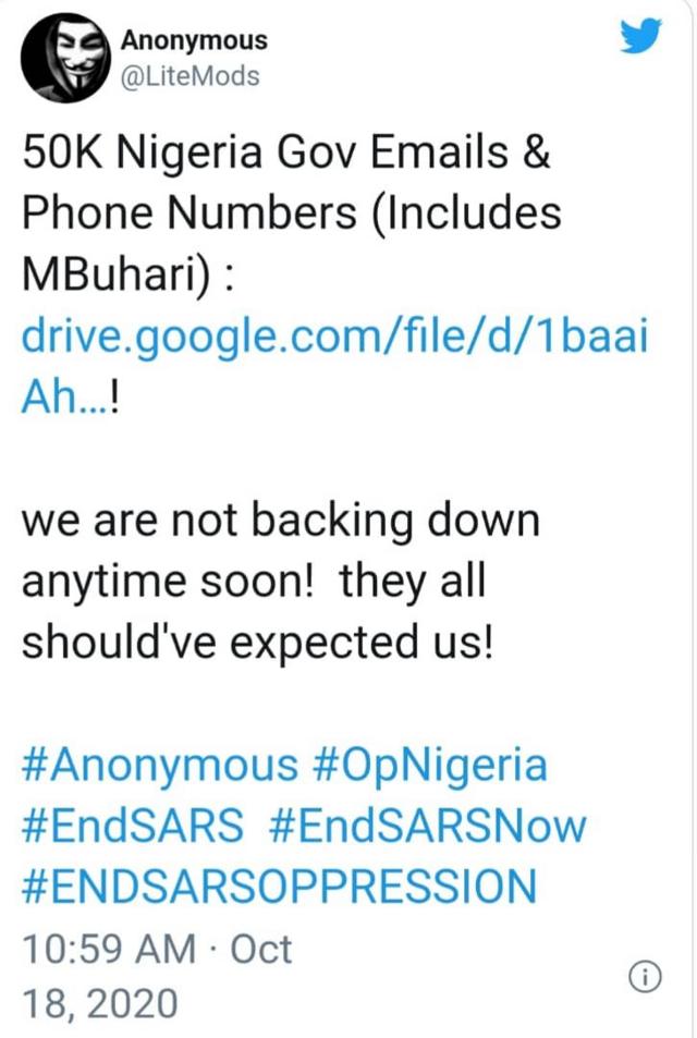 EndSARS Protests: [Did anonymous hack Airtel?] See sites Anonymous don ...