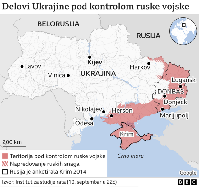 Rusija i Ukrajina: Ukrajinska kontraofanziva u mapama - BBC News na srpskom