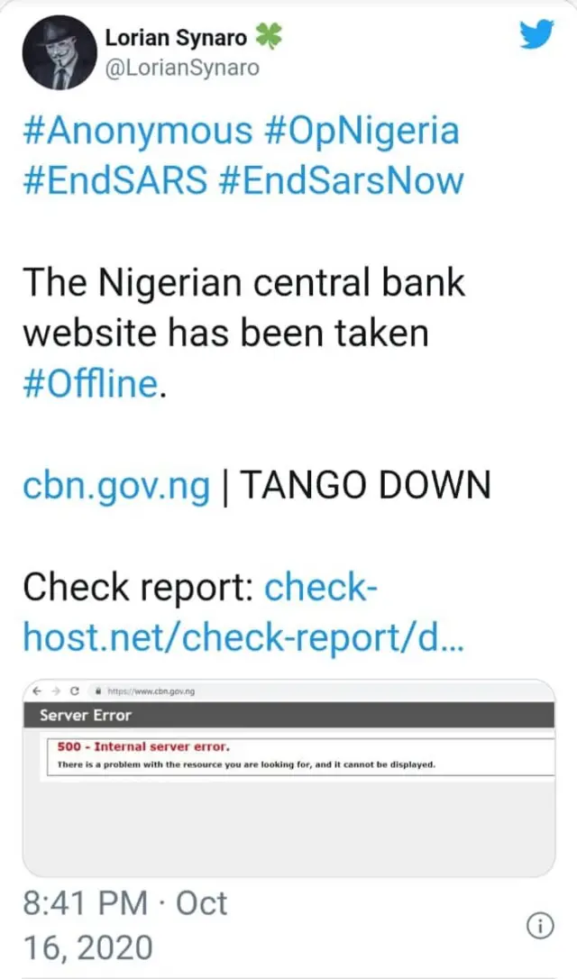 EndSARS Protests: [Did anonymous hack Airtel?] See sites Anonymous don ...