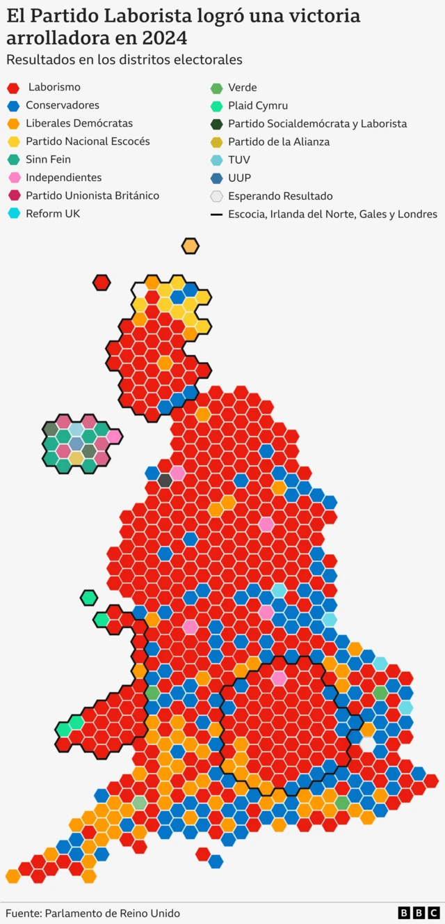 Elecciones en Reino Unido: El mapa que muestra la arrolladora victoria de los laboristas en los ...
