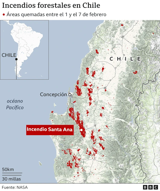 Incendios en Chile: las imágenes satelitales que muestran la magnitud de la ola de fuegos, la ...