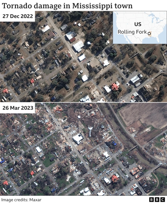 Tornado Damage Before And After Major Tornado Outbreak Across The