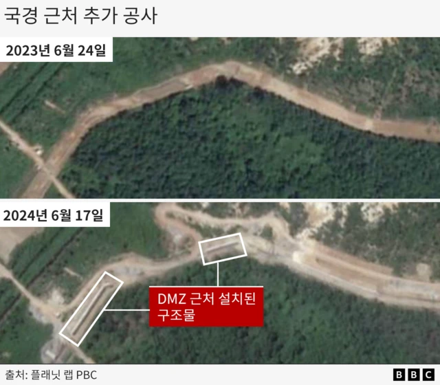 북한, DMZ 근처 '장벽' 건설 중…위성사진으로 확인돼 - BBC News 코리아