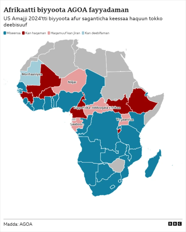US biyyoota Afrikaa afur dabalataan sagantaa daldala bilisaa AGOA ...