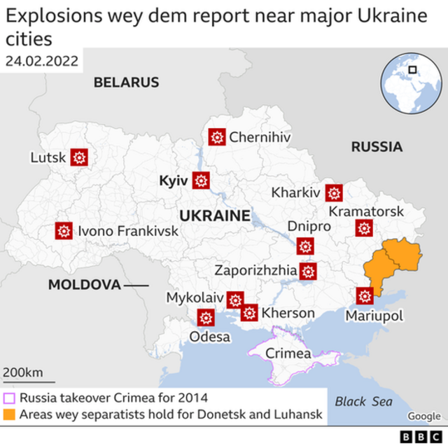 Ukraine crisis: Five maps to explain Russian invasion - BBC News Pidgin