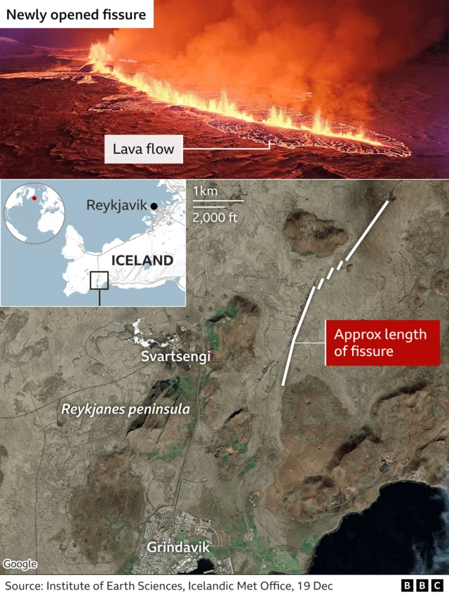 Iceland volcano pictures as e explode for Reykjanes peninsula - BBC ...