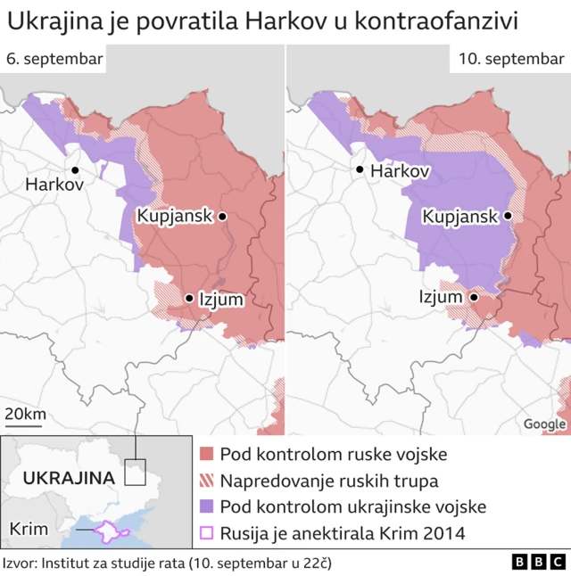 Rusija i Ukrajina: Ukrajinska kontraofanziva u mapama - BBC News na srpskom