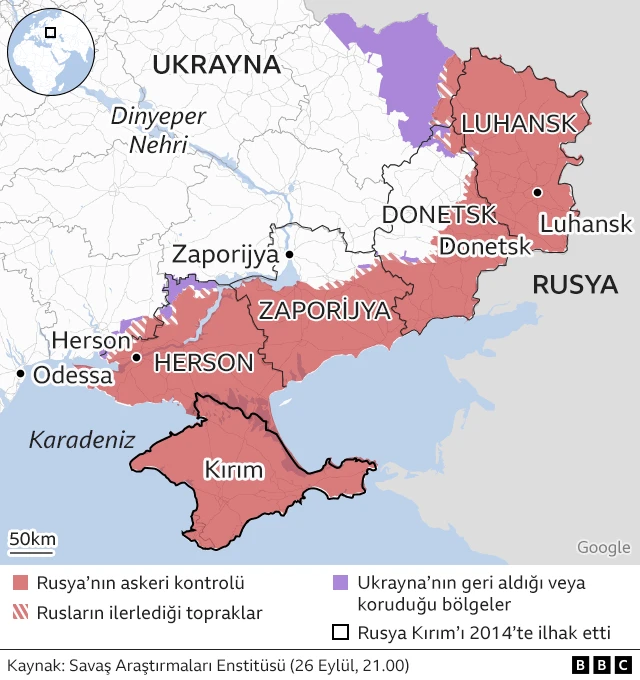 Putin, Ukrayna'nın dört bölgesini ilhak ettiklerini açıkladı - BBC News ...