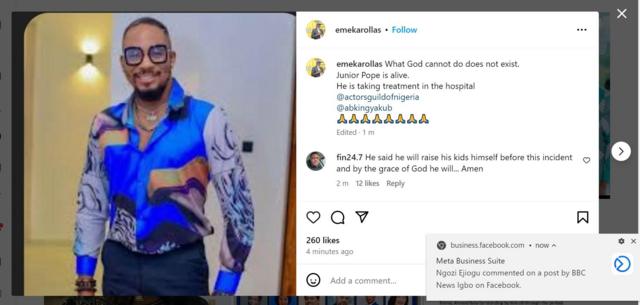 Junior Pope ọ dị ndụ ka ọ nwụọla? - BBC News Ìgbò