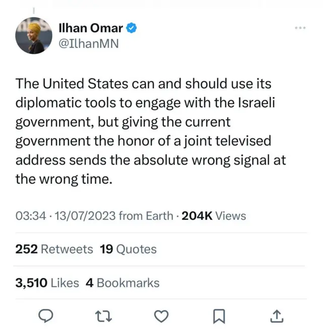 Sababta ay Ilhaan Cumar u qaadacday madaxweynaha Israel si la mid ah ...