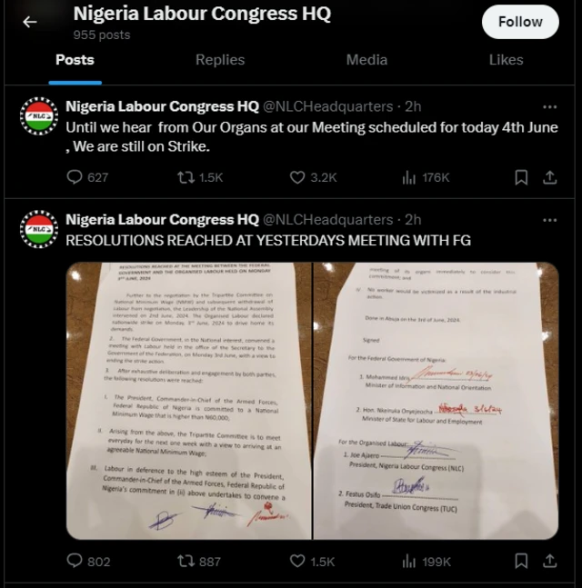 NLC strike update: NLC, TUC call off strike as dem tok why and wetin go ... NLC strike update: NLC, TUC call off strike as dem tok why and wetin go ...