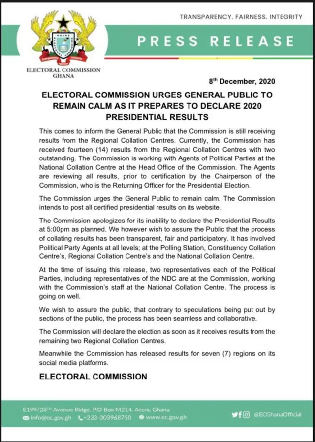 Final results of Ghana election 2020: Presidential Election Ghana ...