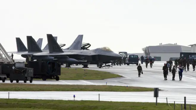 Fighter jets on US base in Okinawa