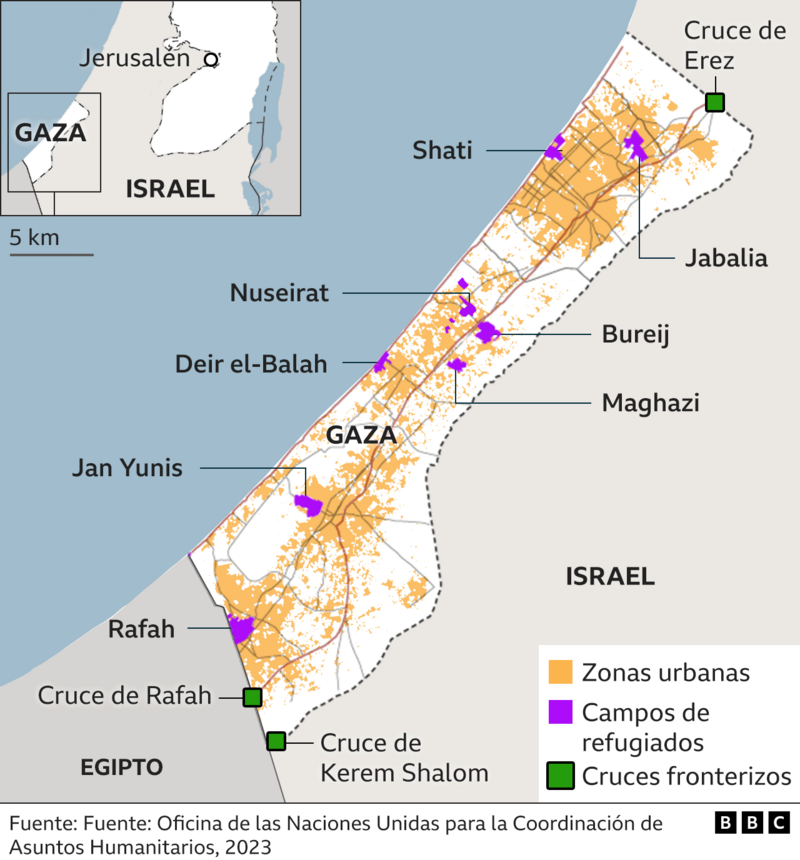 Guerra Israel - Hamás: 3 mapas de la Franja de Gaza, uno de los lugares más densamente poblados ...