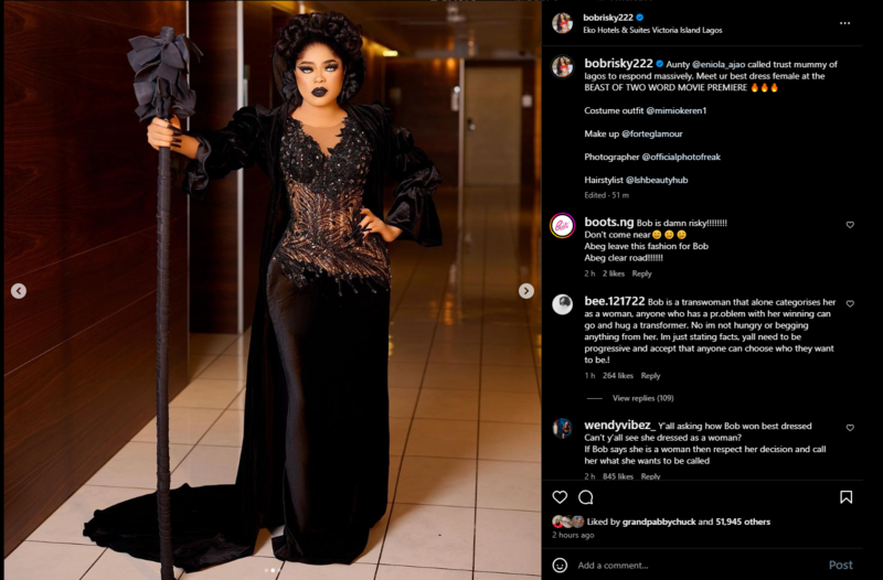 Bobrisky win Best Dressed Female award for event - Portable, oda celebrities react - BBC News Pidgin