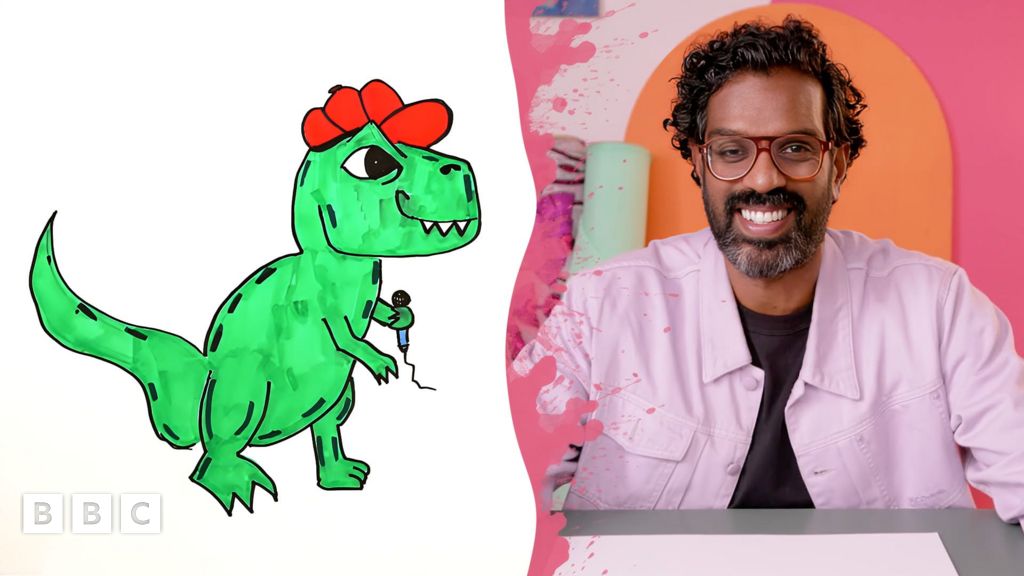 How to draw a rapping T-Rex with Romesh Ranganathan | Go Get Arty - CBBC