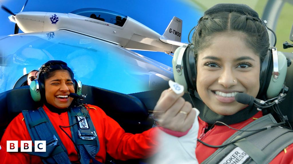 Blue Peter presenter Shini's first aerobatic plane stunt challenge. - CBBC