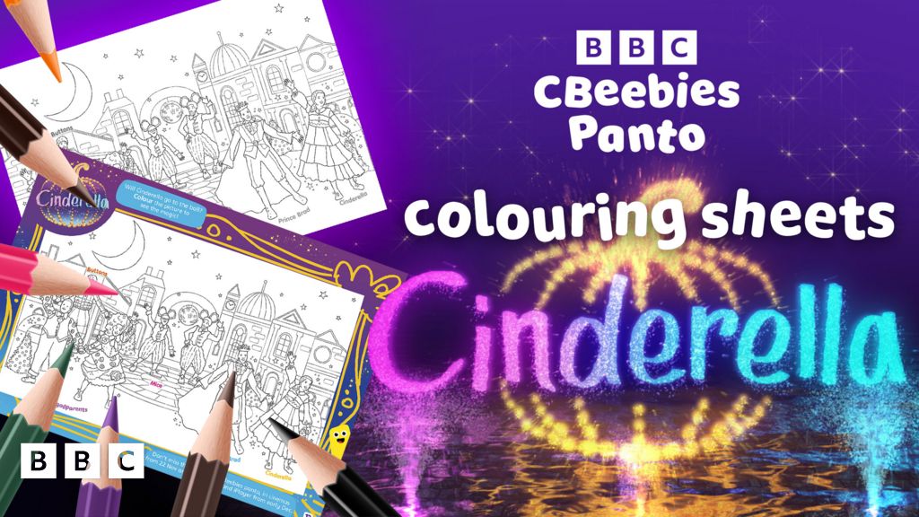 Free CBeebies Christmas Panto colouring sheet for Cinderella 2025 ...