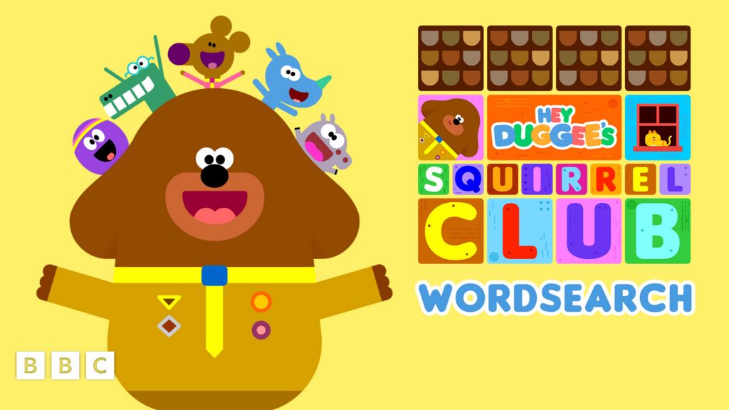 Hey Duggee Squirrel Club word search picture puzzle for kids aged 2-4 ...