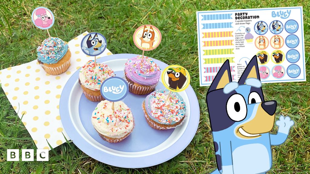 Printable Bluey party decorations; birthday cake and cupcake toppers ...