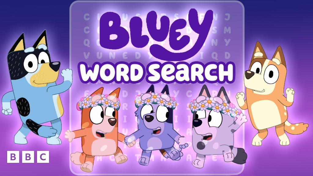 Simple children's word search using tap and find for Bluey's special ...