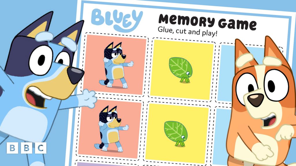 Bluey on CBeebies | Memory matching game print out from Bluey - CBeebies