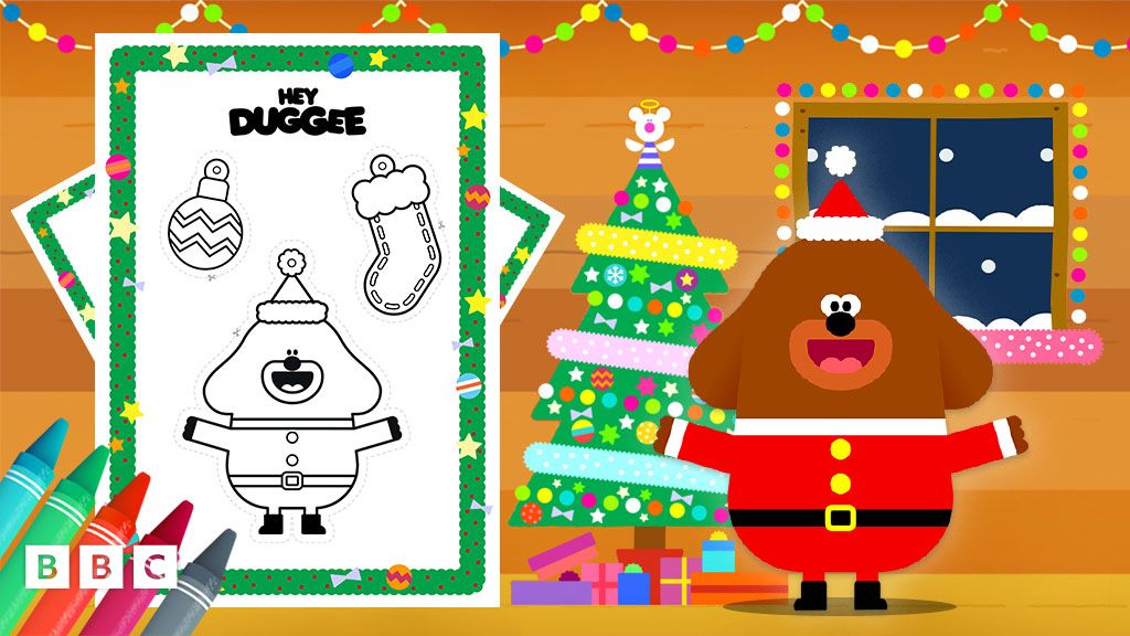 Make Hey Duggee Christmas decorations with activity sheet - CBeebies