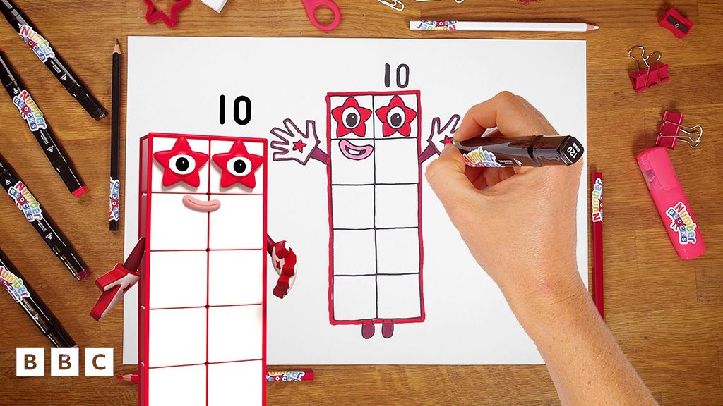 How to draw Numberblock Ten - Easy drawing skills for young kids - CBeebies