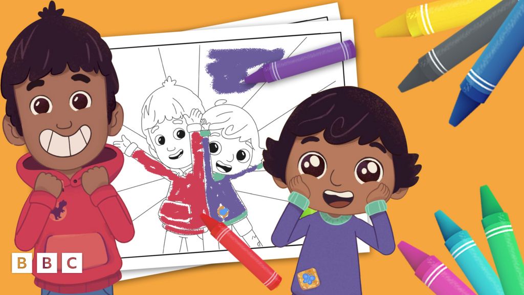 Free downloadable colouring sheets from Nikhil and Jay on CBeebies ...