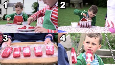 How To Make Raspberry Ice Lollies - CBeebies - BBC