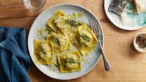 Crab and prawn ravioli with seafood bisque recipe - BBC Food
