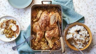 Roast harissa chicken with flatbreads recipe - BBC Food