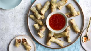 Mushroom and bean sprout spring rolls recipe - BBC Food