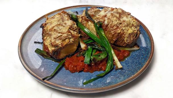 Air fryer loaded jacket potatoes recipe - BBC Food