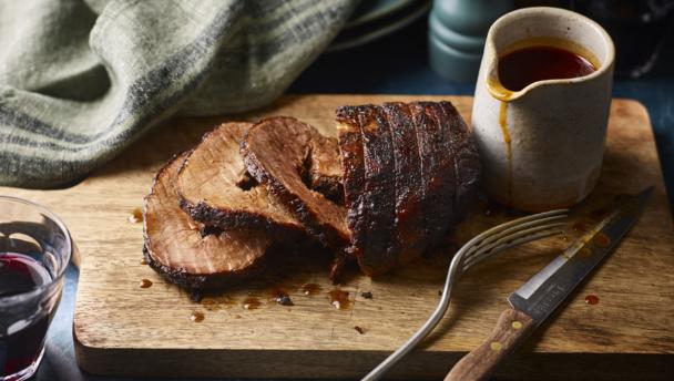 Treacle-cured roast beef with Yorkshire puddings recipe - BBC Food