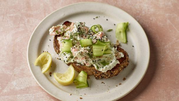 Creamy smashed salmon on toast recipe - BBC Food