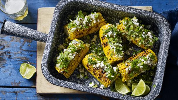 Corn ribs, mojito crema and cumin burnt lime recipe - BBC Food