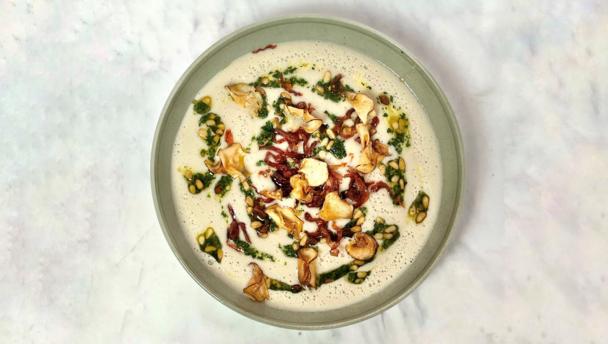 Jerusalem artichoke soup with crispy Parma ham recipe - BBC Food