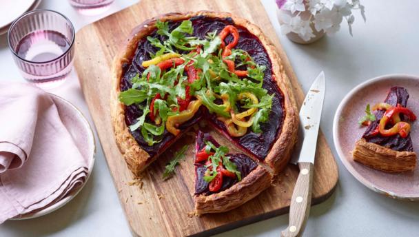 Roasted pepper, beetroot and feta tart recipe - BBC Food