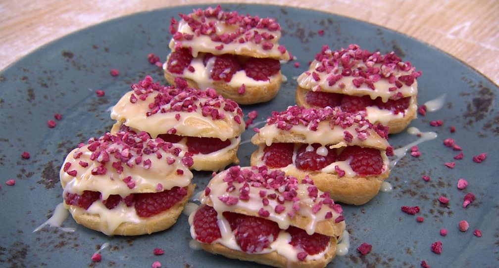BBC - Raspberry and White Chocolate Choux Buns